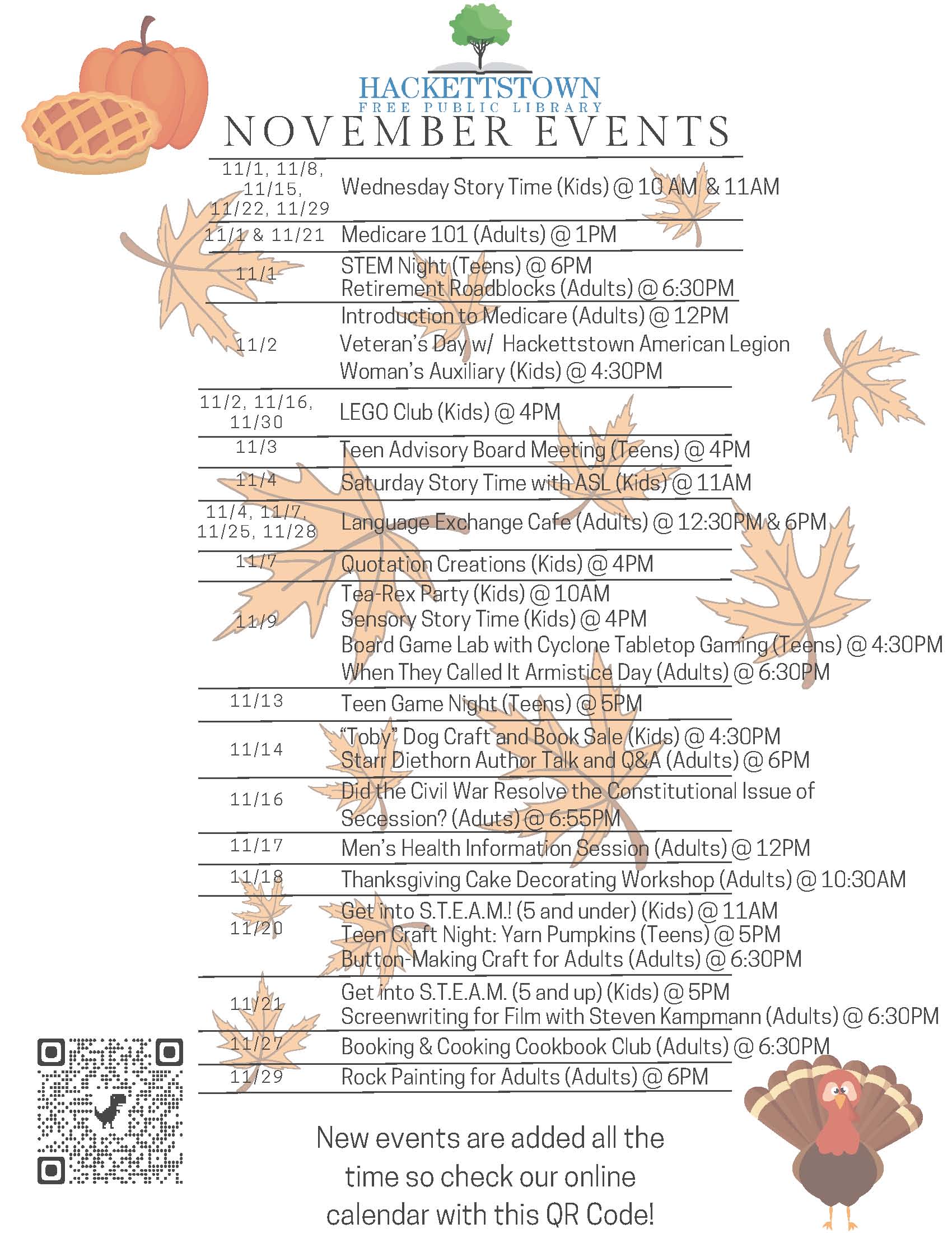 Hackettstown Free Public Library – November Events | Inside Warren