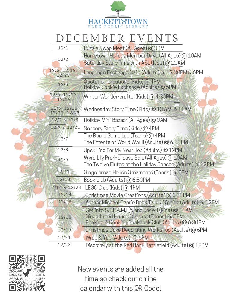 Hackettstown’s Free Public December Library Events | Inside Warren