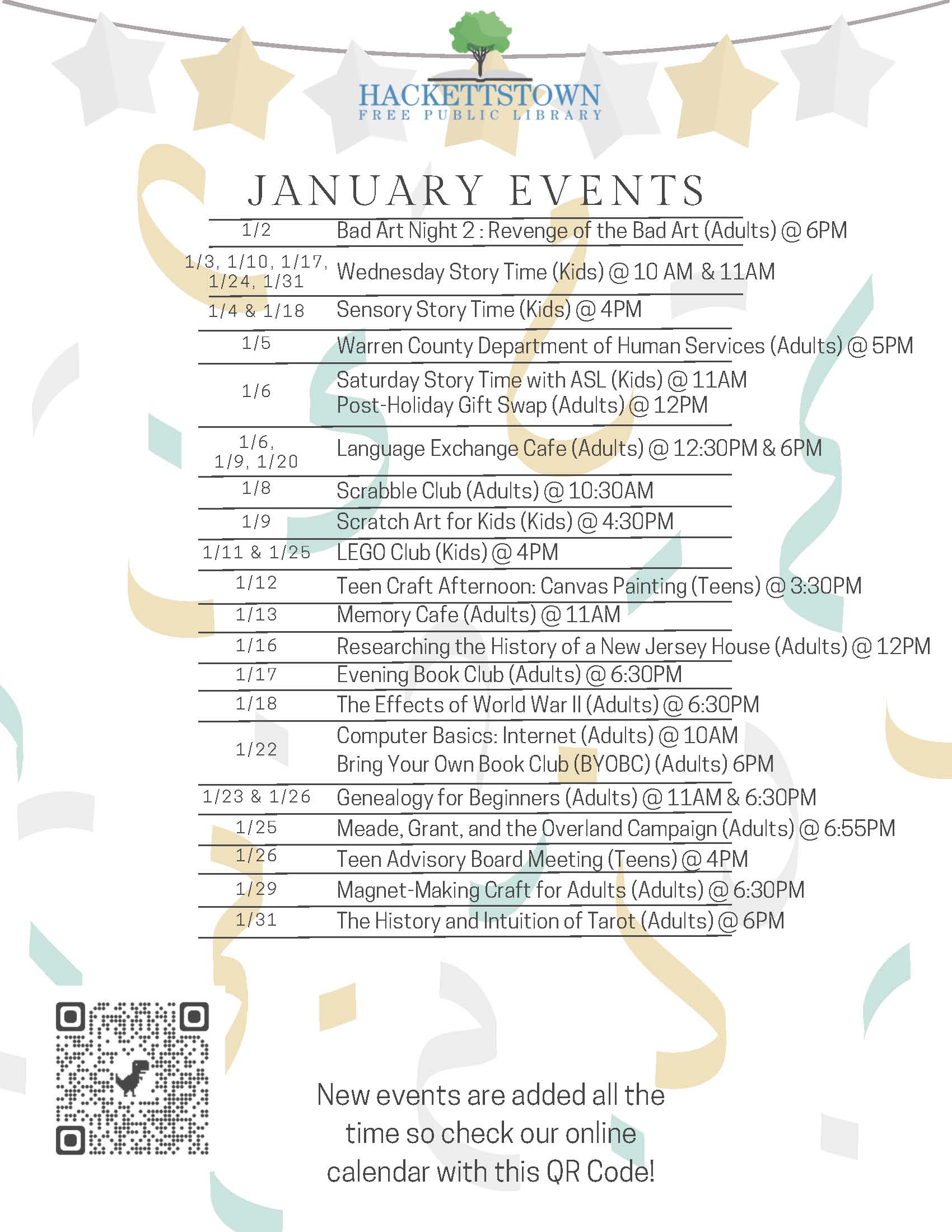 Hackettstown Free Public Library – January Events | Inside Warren